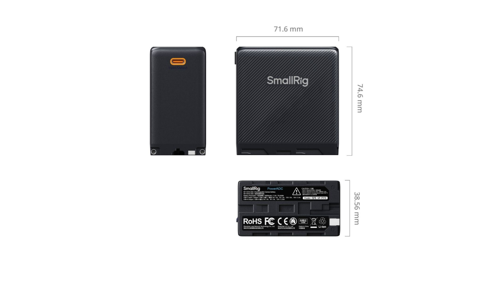 SmallRig NP-F970 USB-C Rechargeable Camera Battery 4469 - Black ...