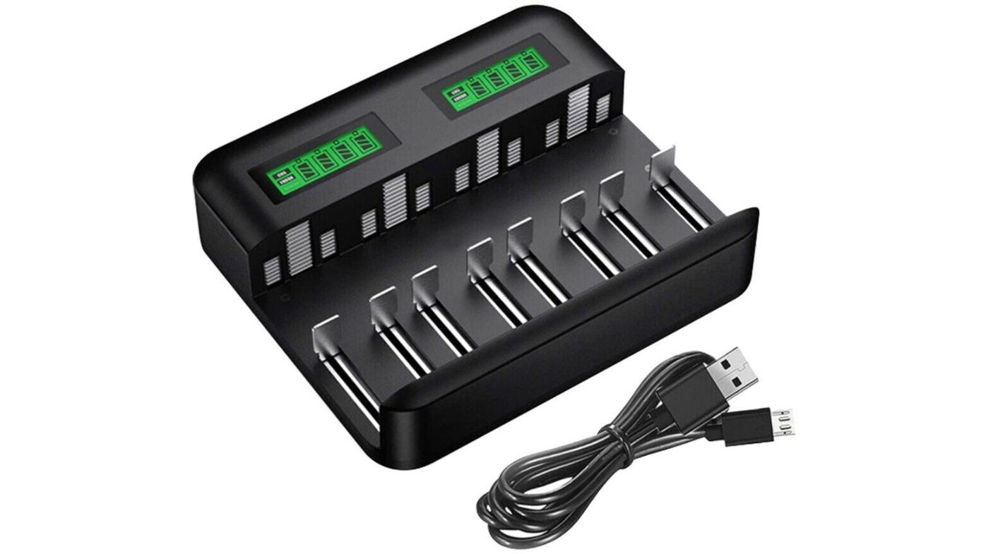 BatteryMate Smart Battery Charger 8 Slot LCD Display for AA/AAA/C/D ...
