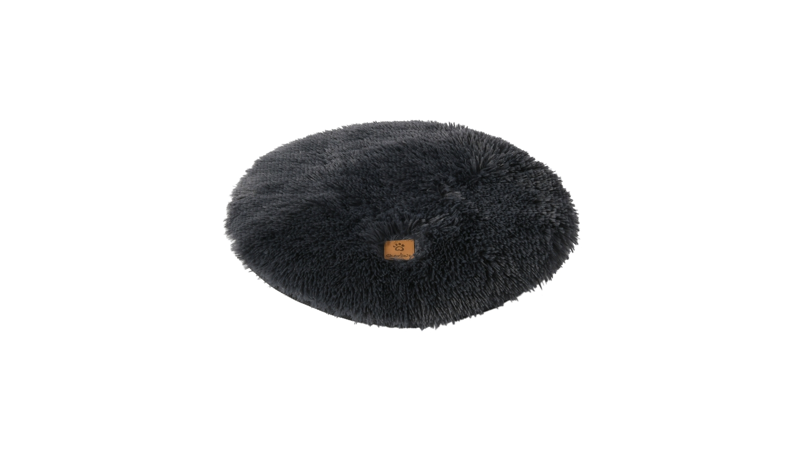 Charlie's Medium Shaggy Faux Fur Round Padded Lounge Mat - Charcoal ...