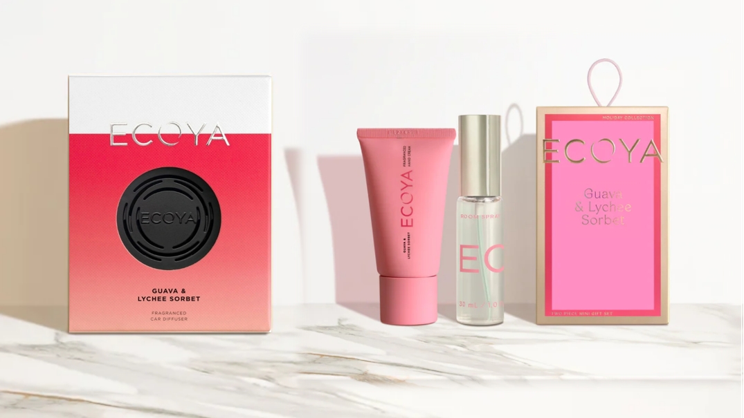 Ecoya Secret Santa Gift Set + Car Diffuser Bundle - Lychee Sorbet ...