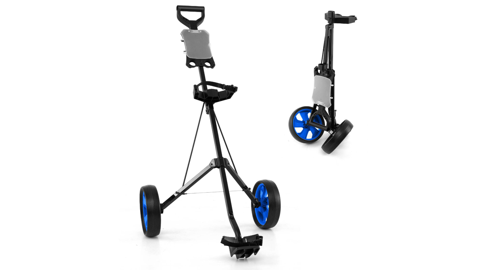 Costway 2-Wheel Foldable Golf Push Cart Trolley with Scorecard Holder ...