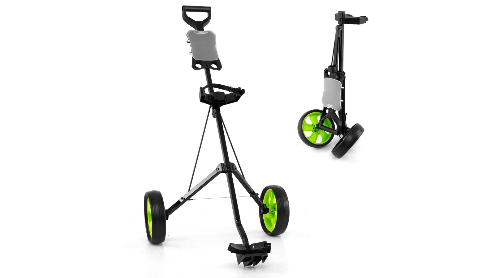 Costway 2-Wheel Foldable Golf Push Cart Trolley with Scorecard Holder ...