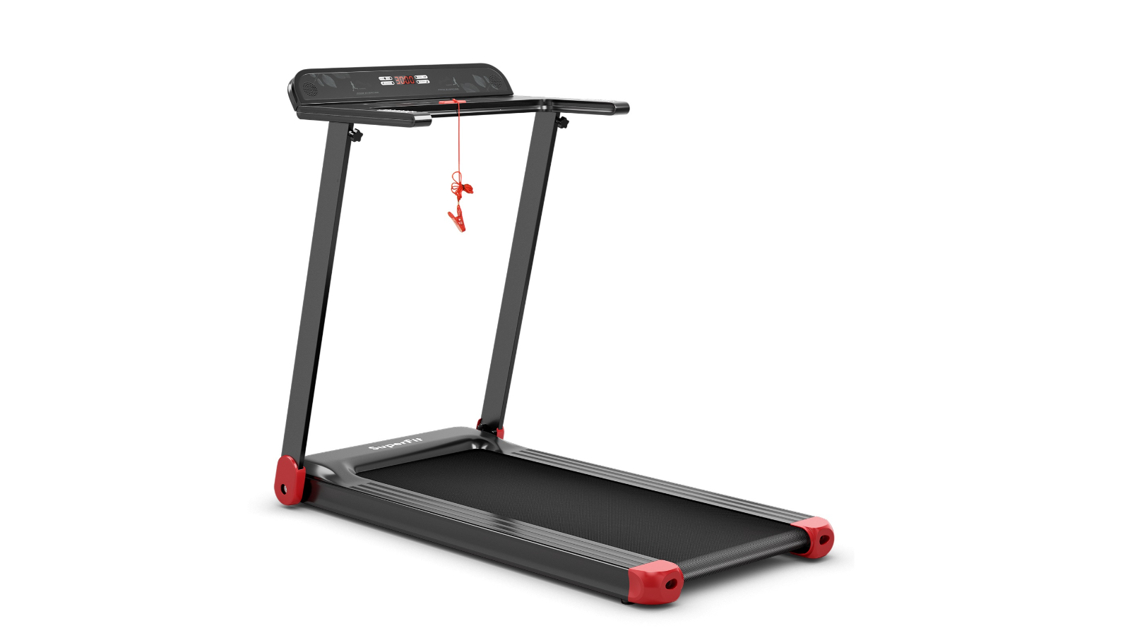 Costway Folding Electric Treadmill 12km/h LED Screen App Control - Red ...