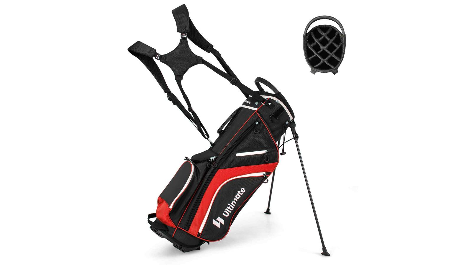 Costway Portable Golf Cart Bag with 14 Dividers and Rain Hood - Red ...