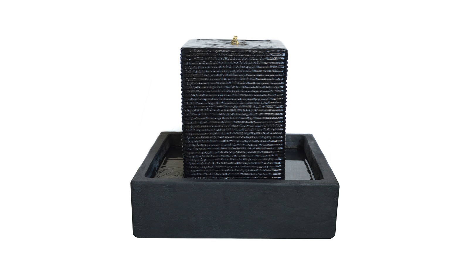 Sunovo 43cm Square Pillar Water Feature Fountain with LED Light ...