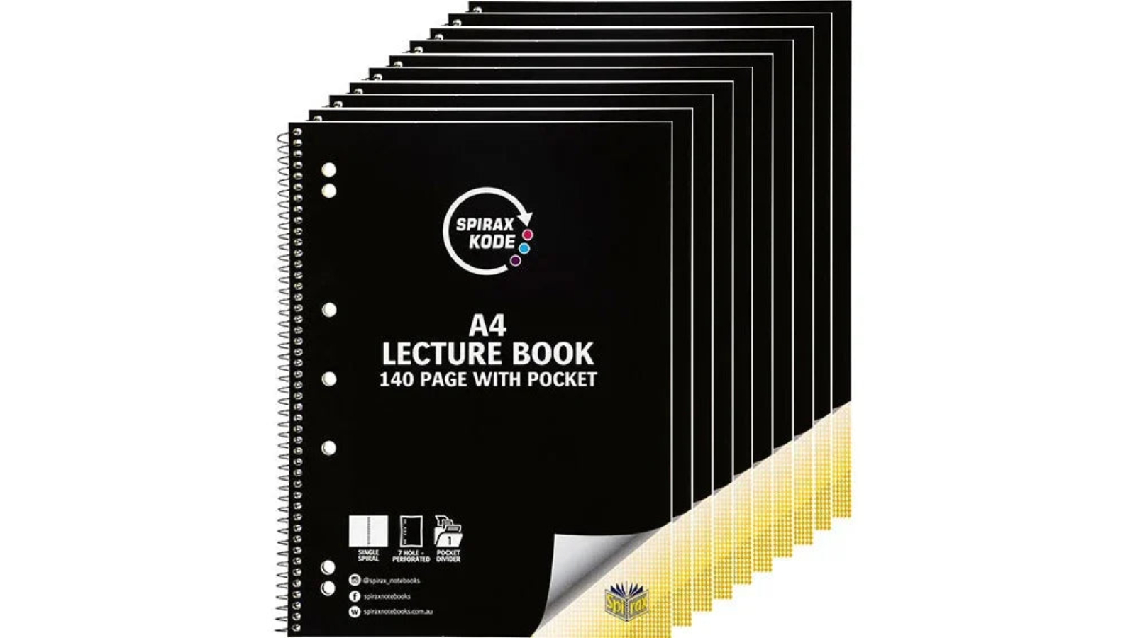 Spirax Pack of 10 140 Page A4 958 Kode Lecture Book with Pocket ...