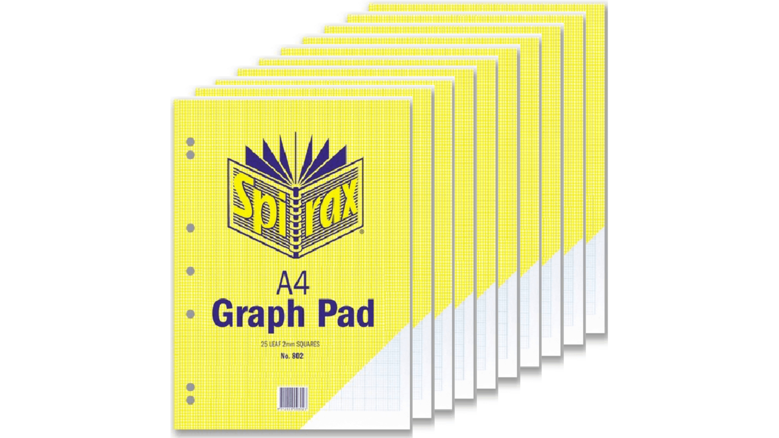 Spirax 802 Pack of 10 25 Leaf Page 0.2cm Graph Pad Book A4 | Harvey Norman