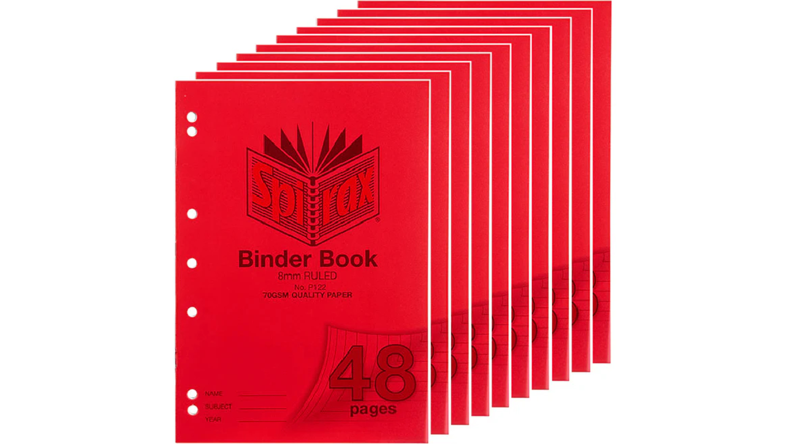 Spirax P122 Pack of 10 48 Page A4 Binder Book 0.8cm Ruled - Red ...