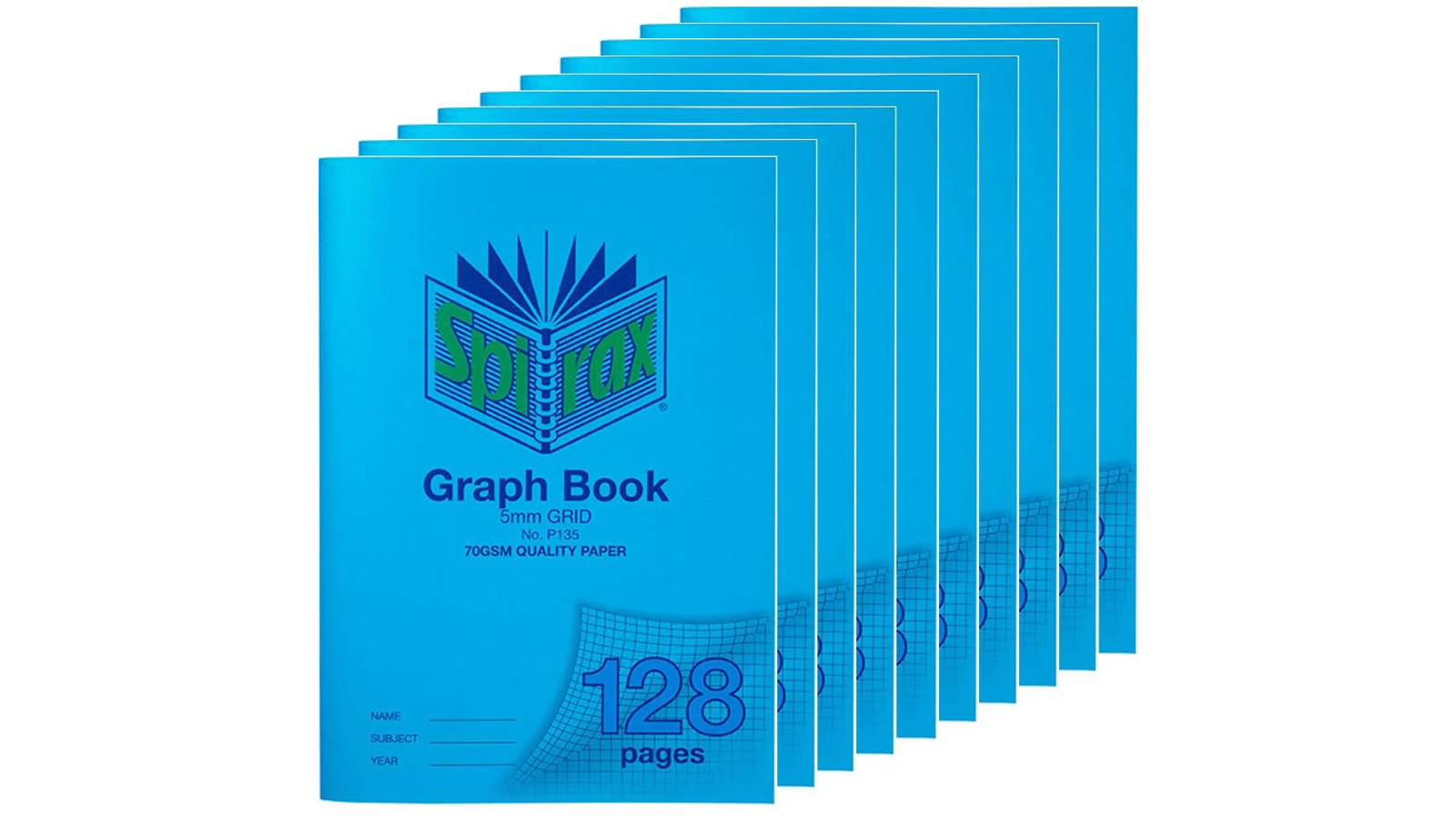 Spirax P135 Pack of 10 128 Page A4 Graph Book 0.5cm Grid - Blue ...