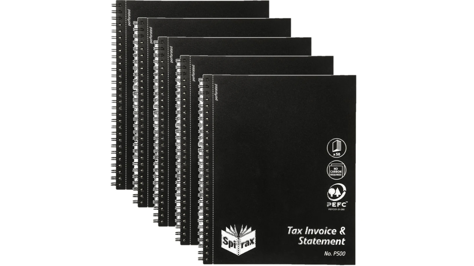 Spirax P500 Pack of 5 Quarto A4 Tax Invoice and Statement Book | Harvey ...