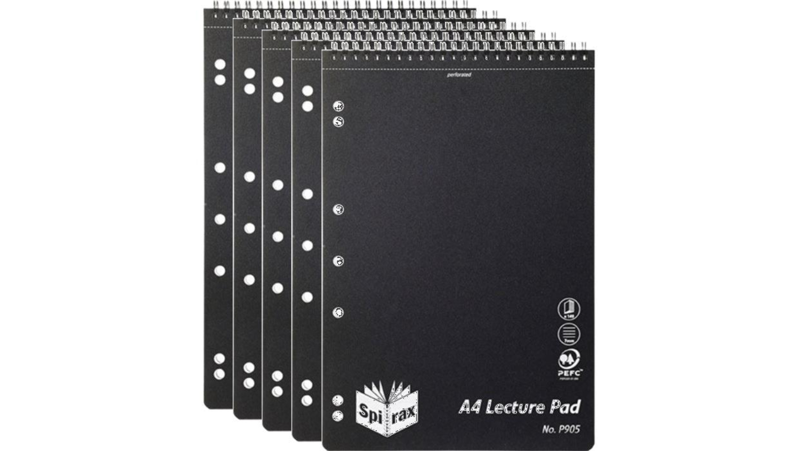 Spirax P905 Pack of 5 140 Page A4 Spiral Top Bound Lecture Pad Book ...