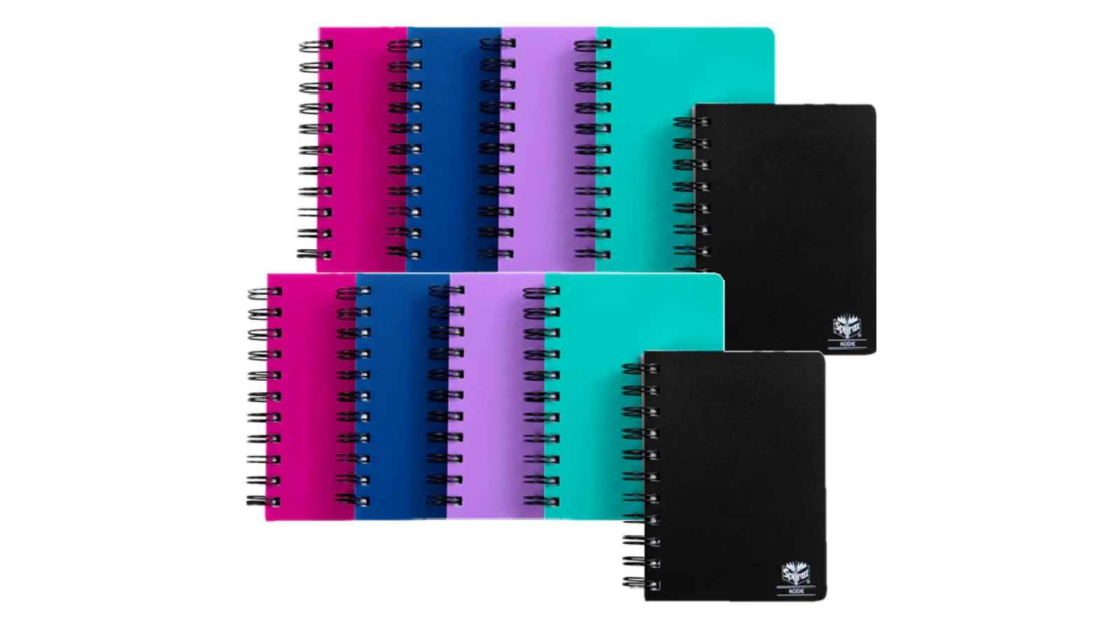 Spirax P962 Pack of 10 Assorted 400 Page Spiral Bound Kode Solid Notebook - 14.8 x 10.5cm ...