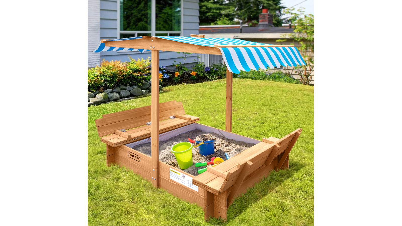 Mazam Kids Wooden Sandbox Sandpit | Harvey Norman