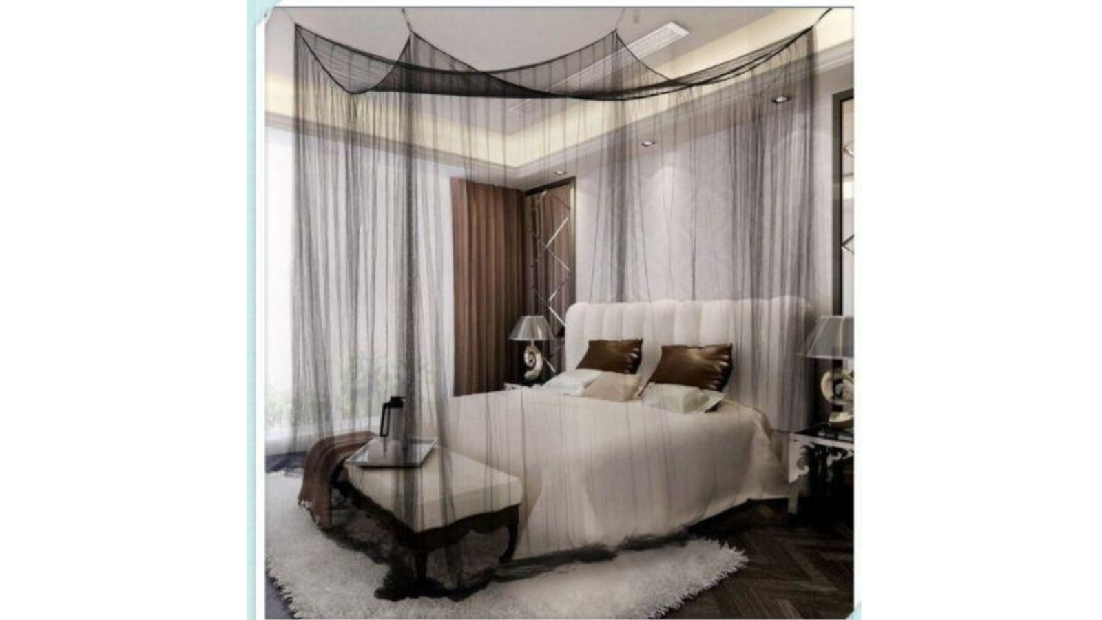 HOD Square Bed Canopy Black Harvey Norman