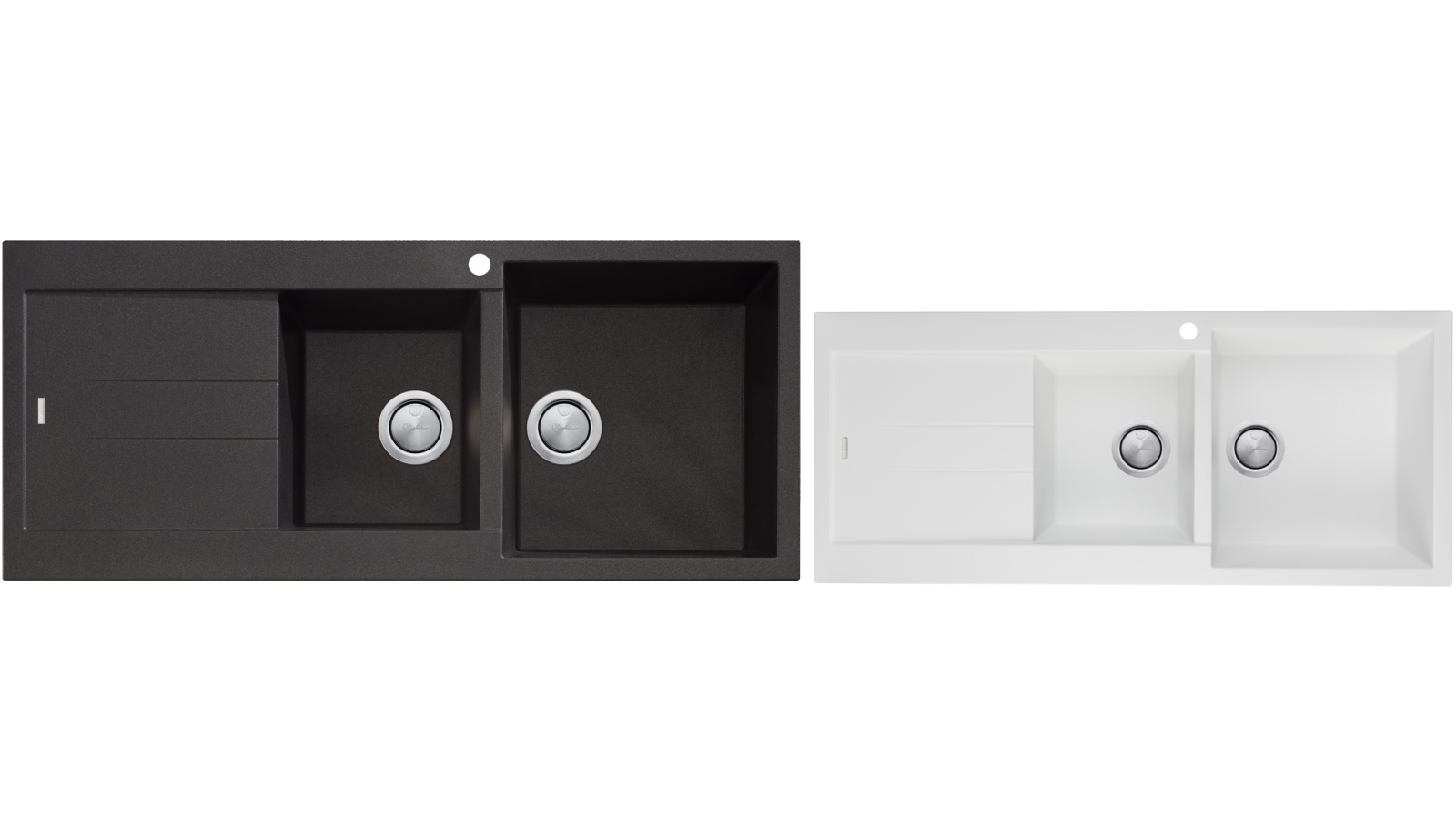 Oliveri Santorini 1& 3/4 Right Hand Bowl Topmount Sink with Drainer ...