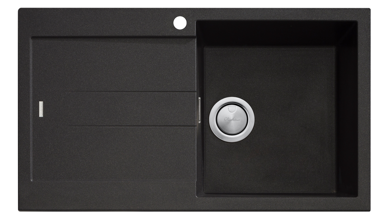 Oliveri Santorini Black Single Right Hand Bowl Topmount Sink with ...