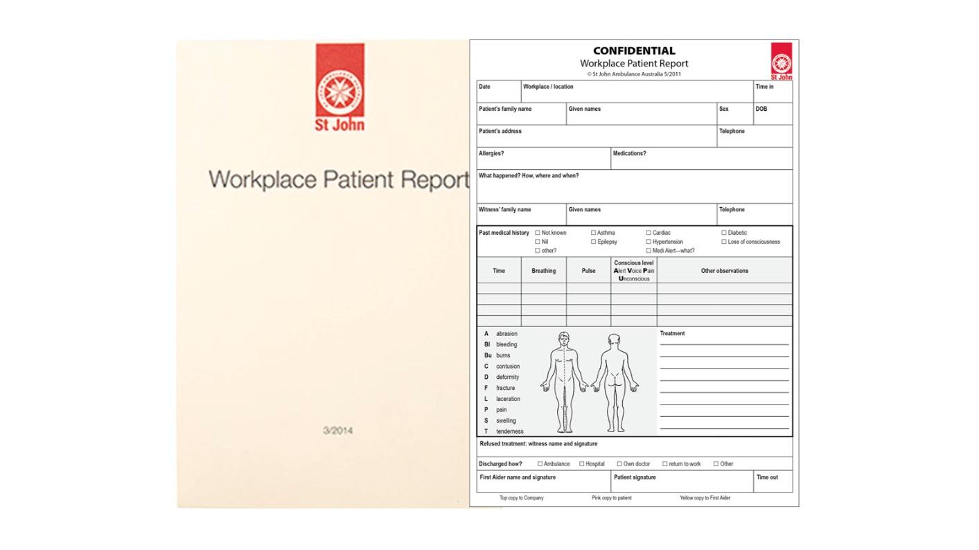 St John 10 Sheet Book Workplace Injury Register Casualty Report A5 ...