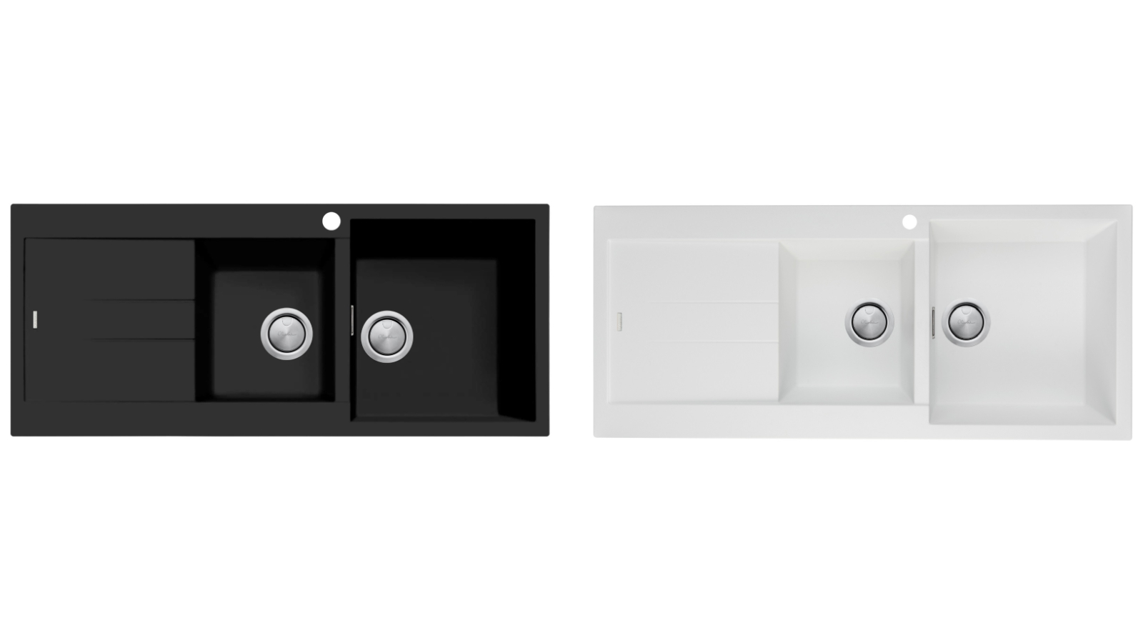Oliveri Santorini 1 & 3/4 Right Hand Bowl Topmount Sink with Drainer ...