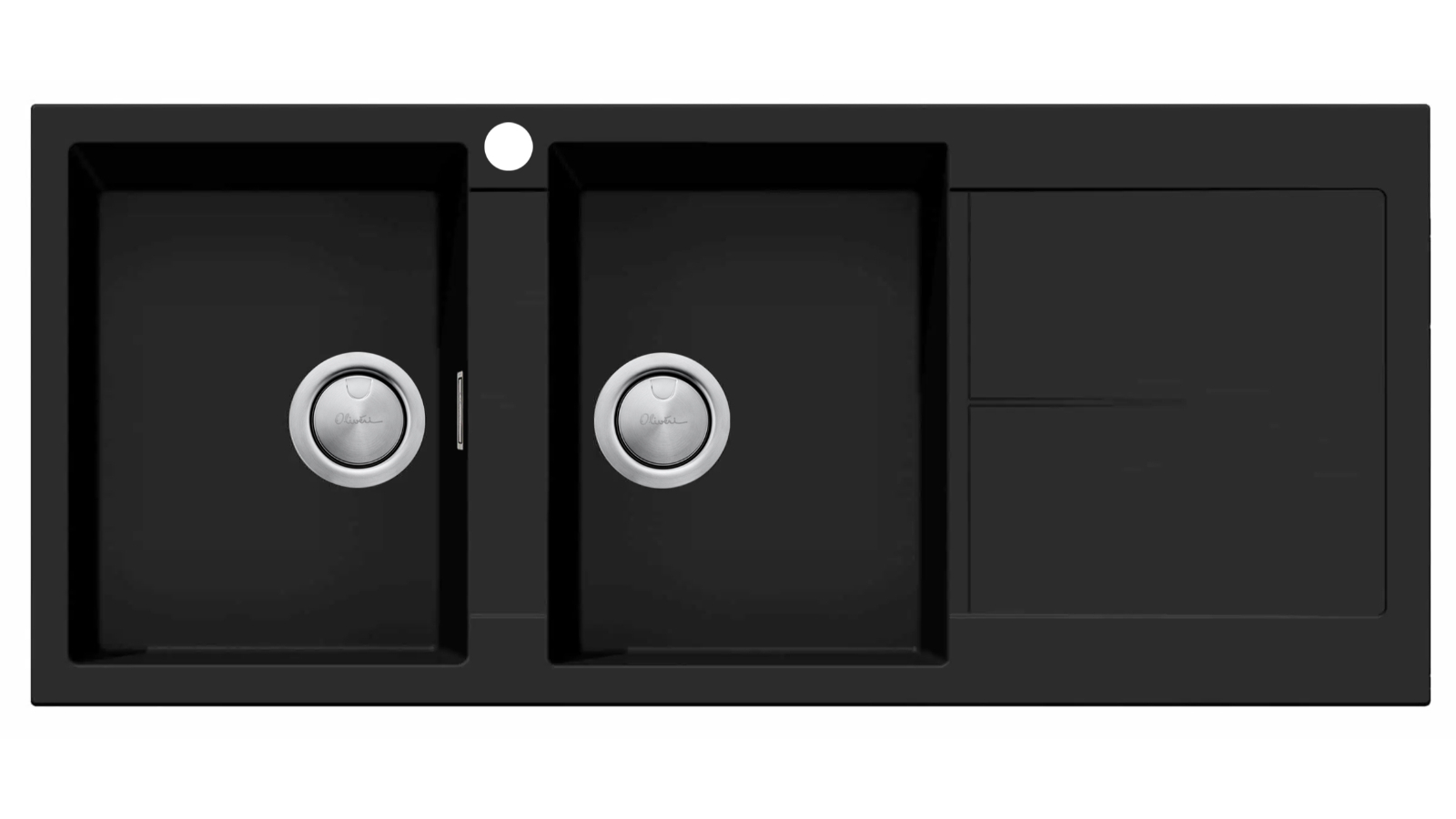 Oliveri Santorini Matte Black Double Left Hand Bowl Topmount Sink with ...