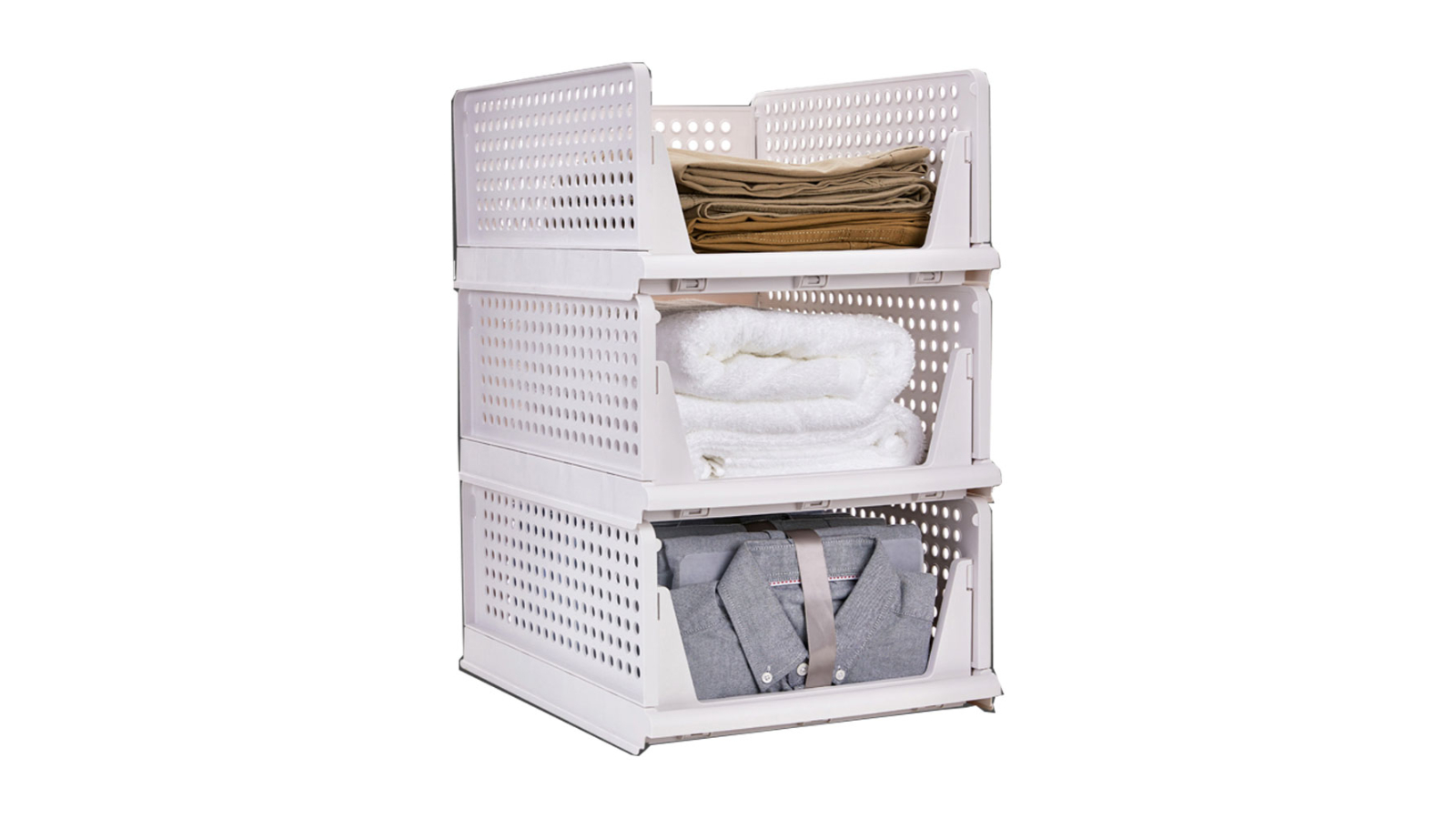 HelloDeal 2 Piece Foldable Stackable Multi-Purpose Plastic Storage ...