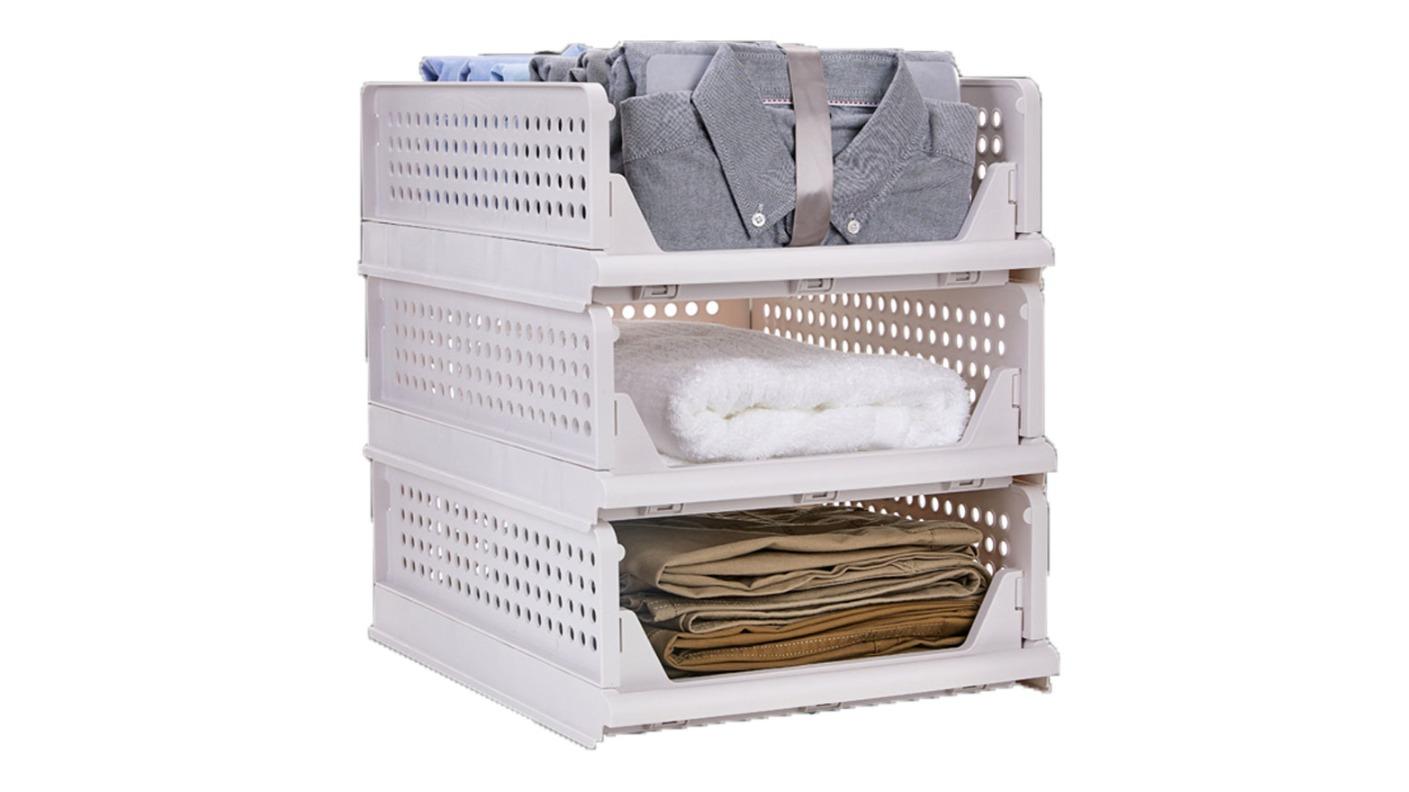 HelloDeal 6 Piece Foldable Stackable Multi-Purpose Plastic Storage ...