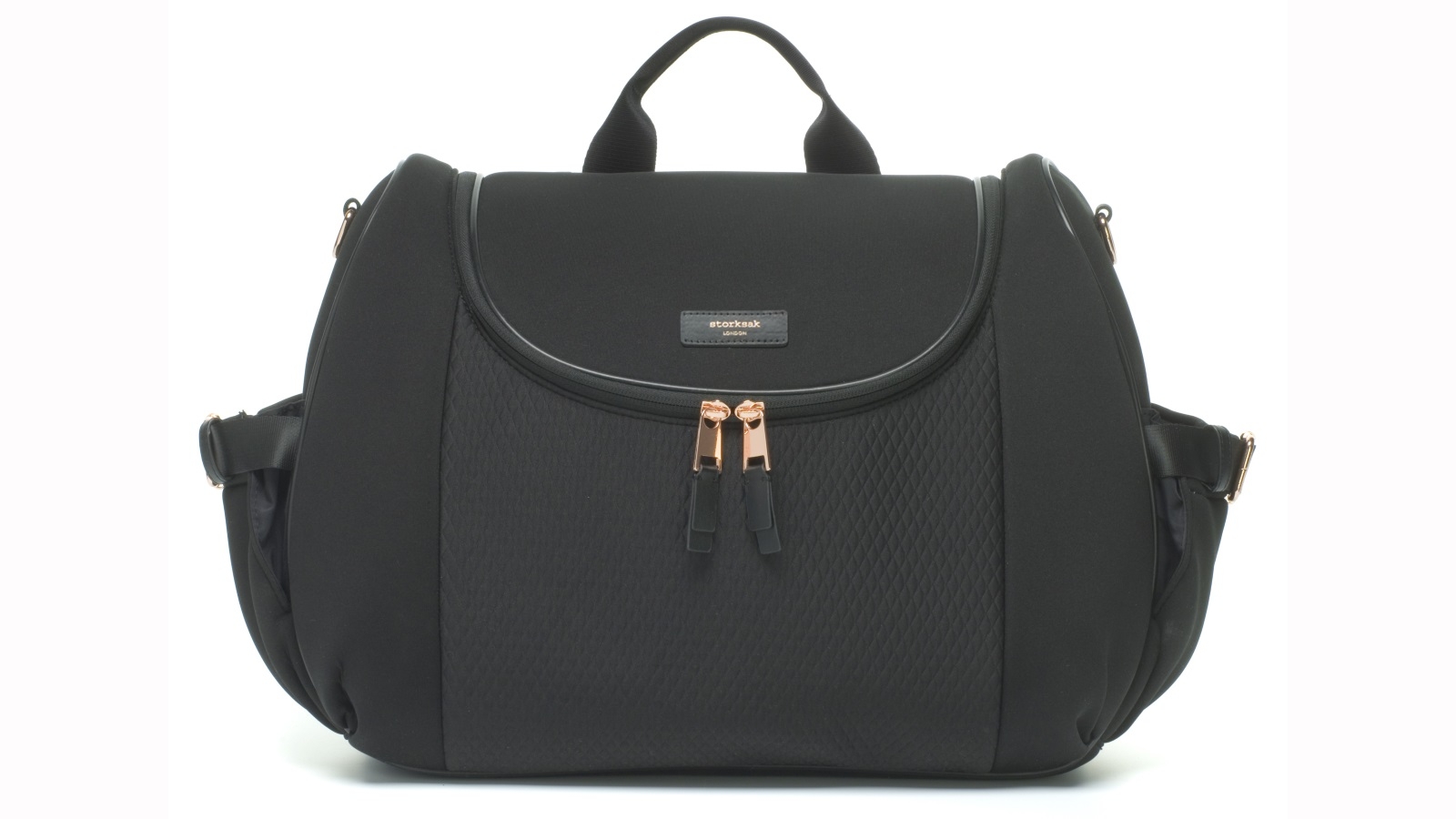 Storksak Poppy Luxe Nappy Bag - Black Scuba | Harvey Norman