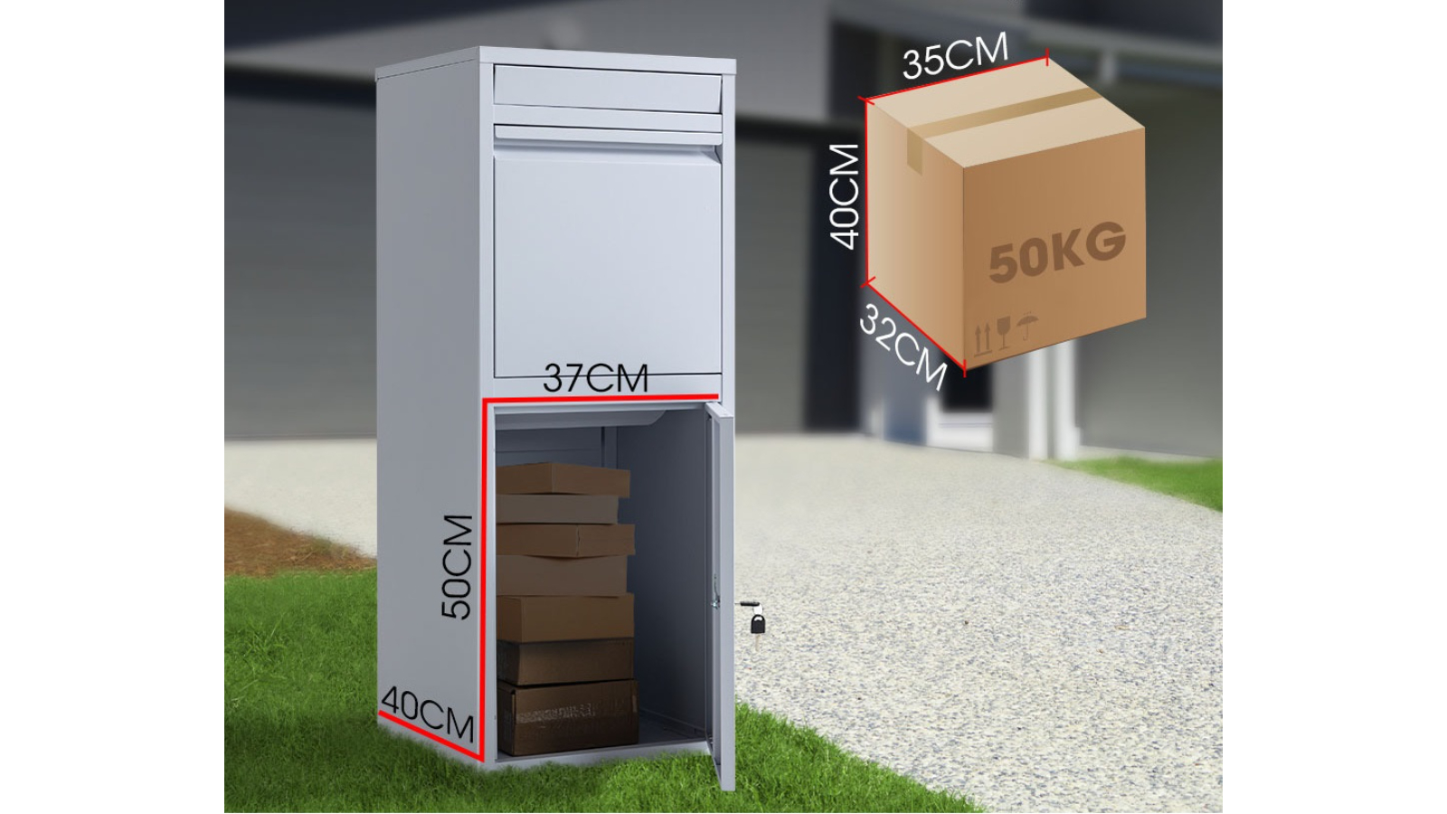 Fortia Freestanding Parcel Post Box Letterbox with Letter Slot ...