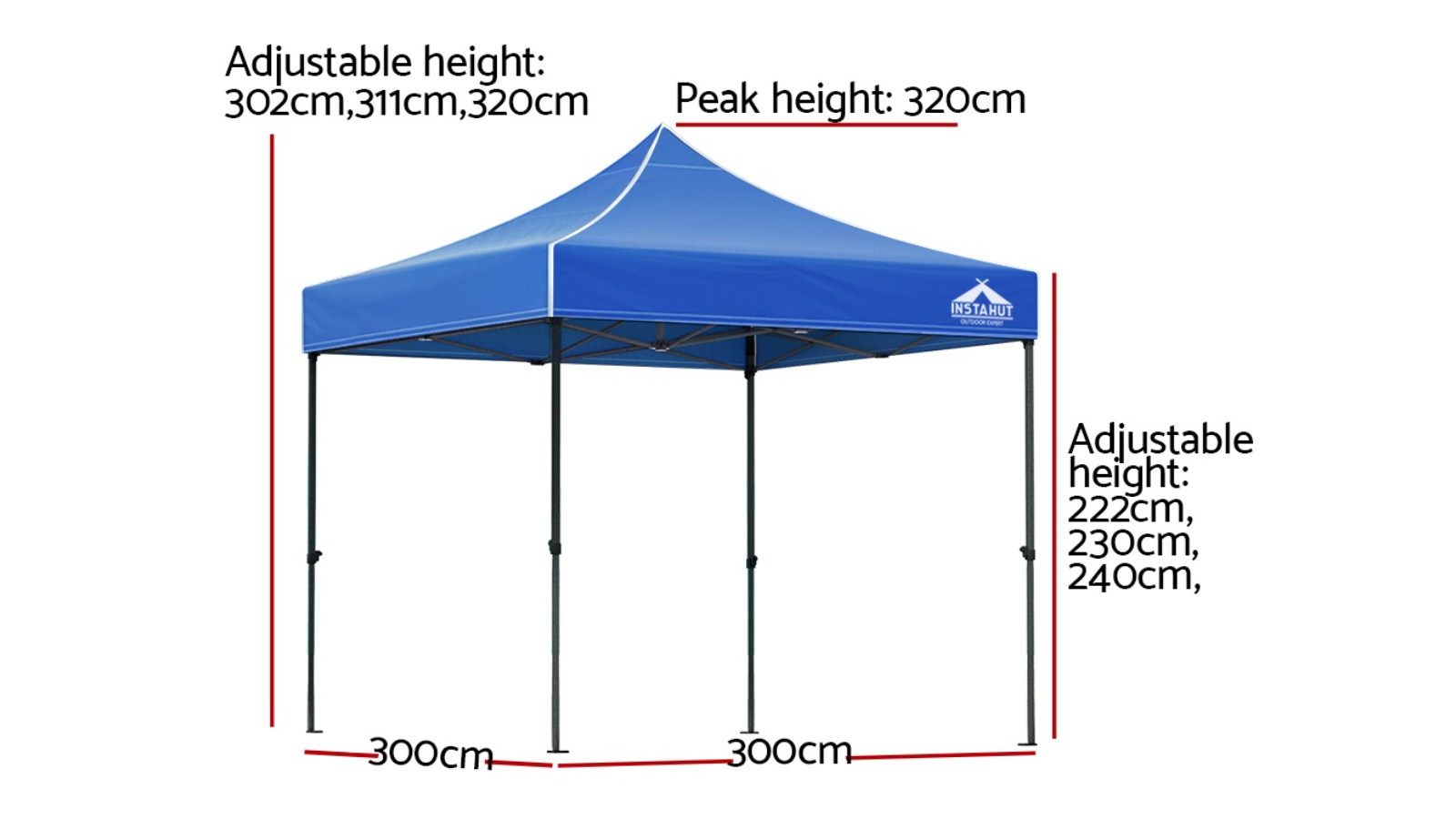 Instahut Gazebo 300 x 300cm Pop Up Marquee with 4 Base Pods | Harvey Norman
