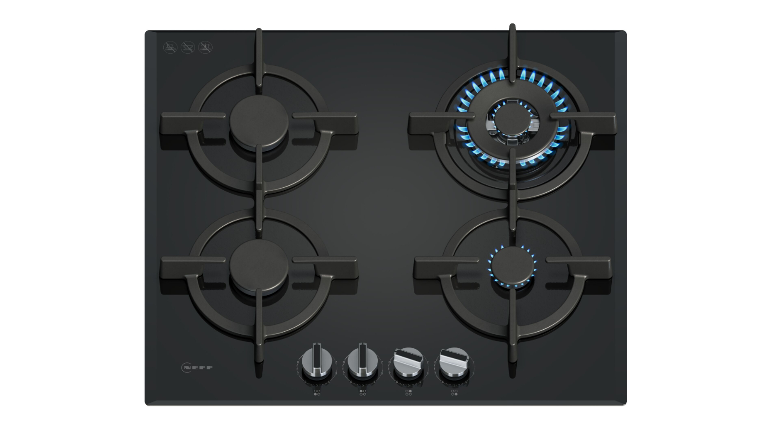 Neff 60cm N 70 Tempered Glass Gas Cooktop - Black | Harvey Norman
