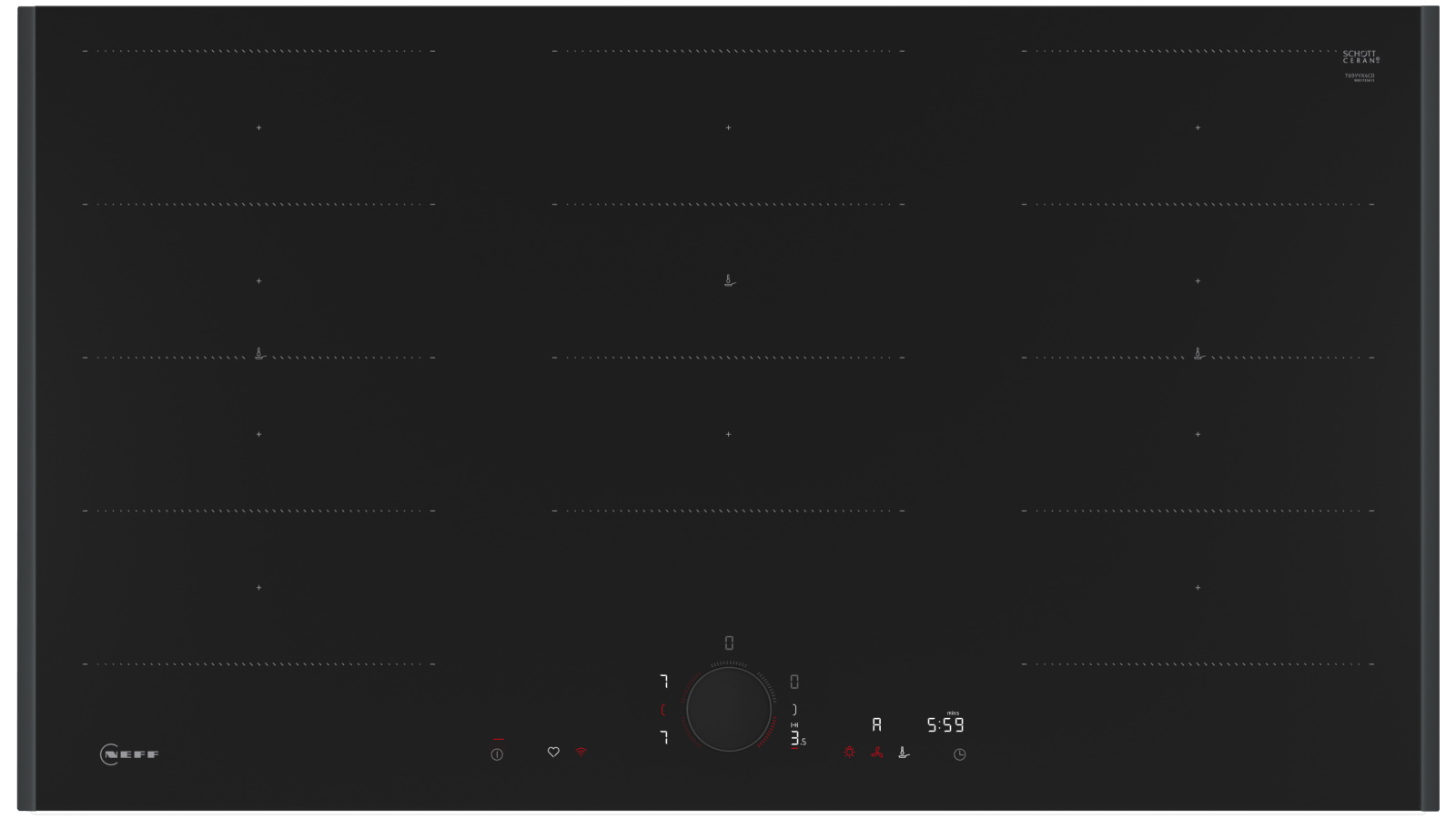 Neff 900mm 5 Zone Flex Induction Cooktop with Twist Pad Flex Control ...