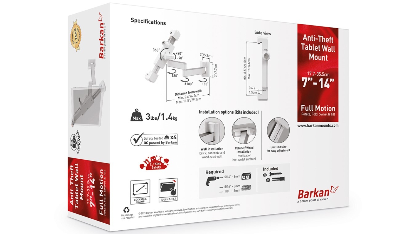 Barkan 7- 14inch Tablet Wall Mount | Harvey Norman