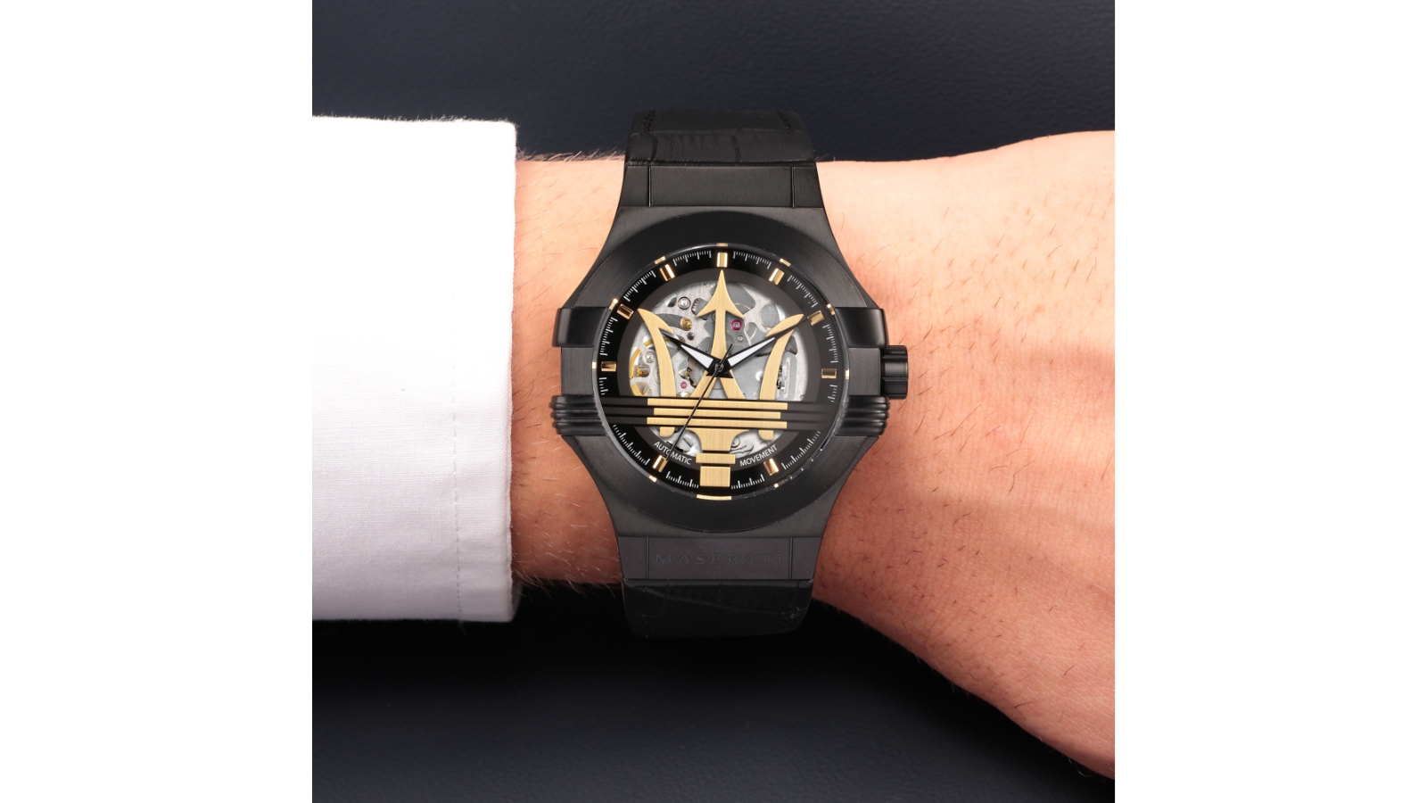 Maserati Potenza Skeleton Automatic Watch 4.2cm - Black | Harvey Norman