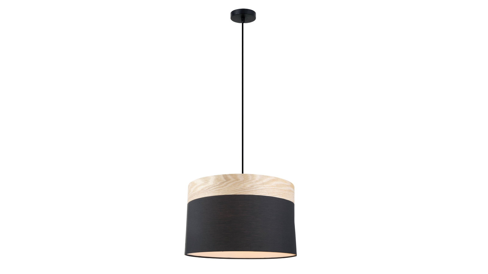 Tambura Scandinavian Large Drum Cloth with Wood Veneer Trim Pendant ...