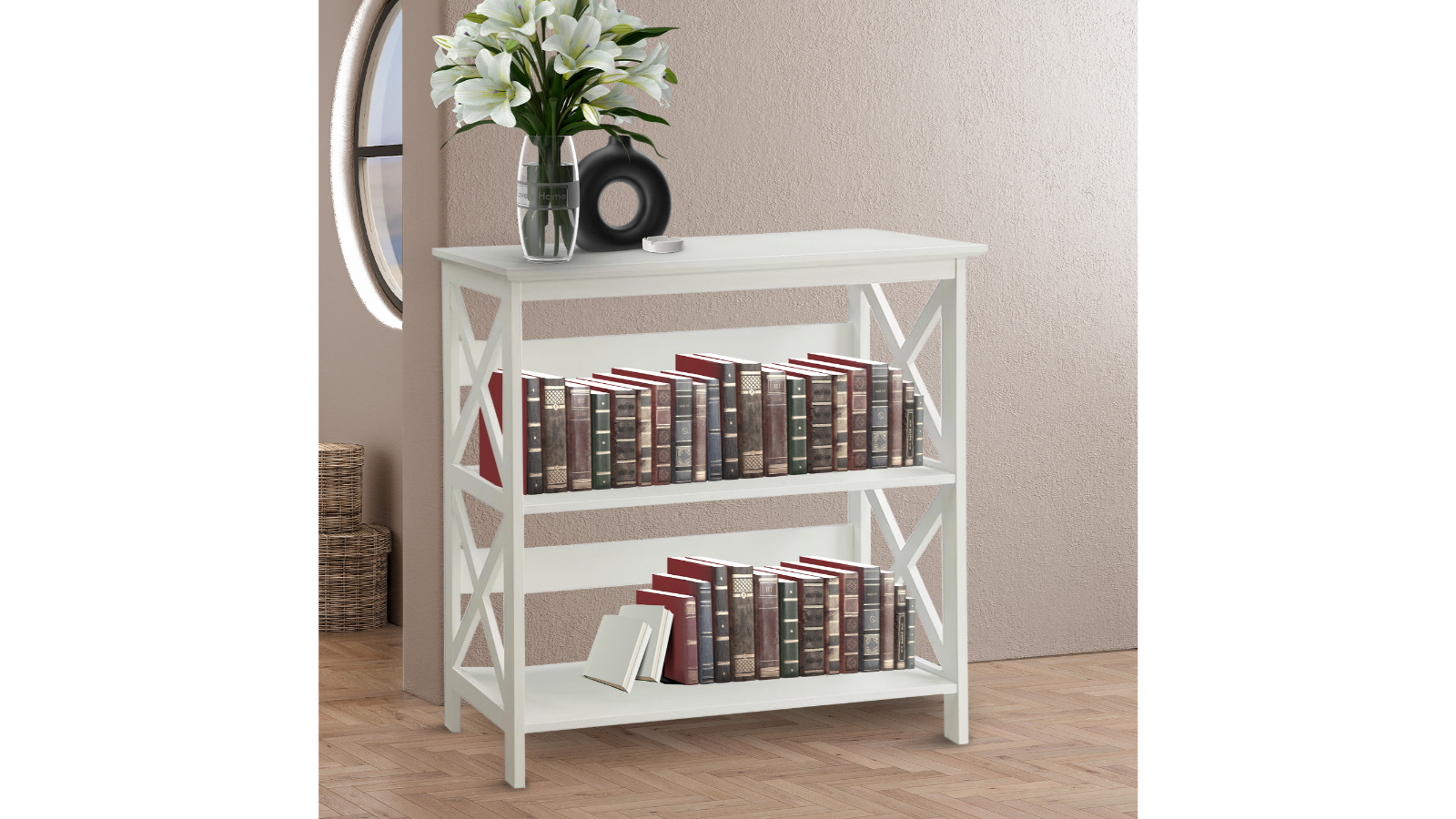 Sarantino 3-Tier Lucas Bookshelf - White | Harvey Norman
