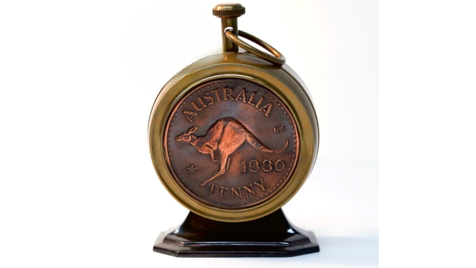 Vintage World Australia 1930 Penny Curved Glass Table Clock | Harvey Norman