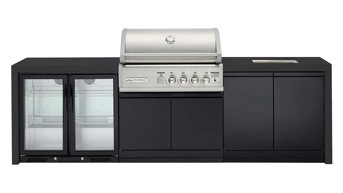 Crossray Premium Black 4-Burner Outdoor Kitchen - Package 18 | Harvey ...