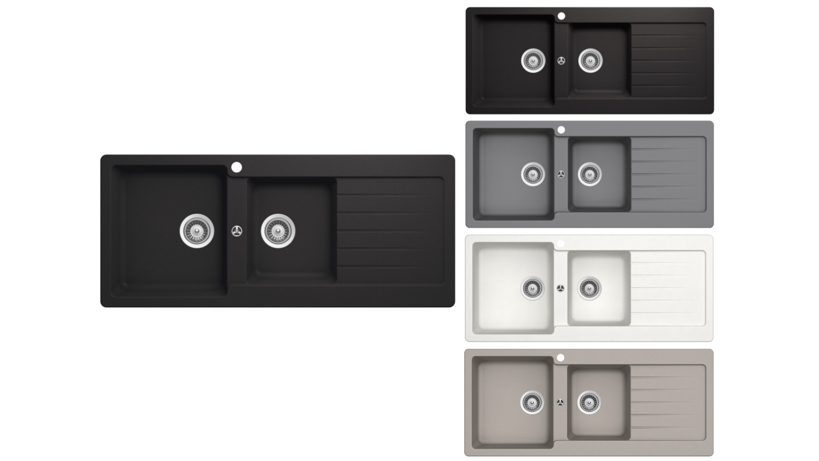 Schock Typos 1 & 3/4 Left Hand Bowl Sink with Drainer & 1 Tap Hole ...