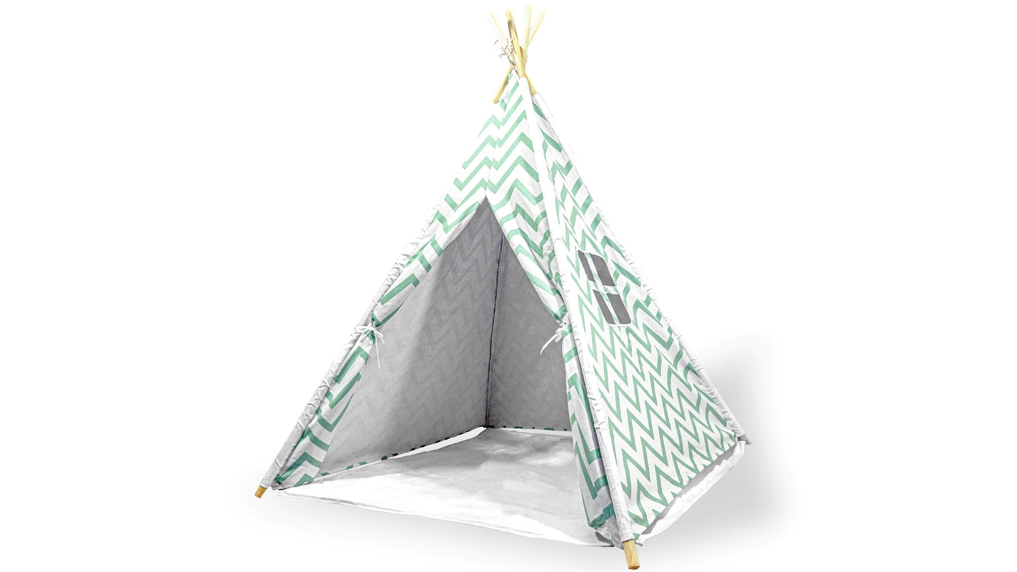 Bargene Cotton Canvas Kids Indoor/Outdoor Teepee - Green | Harvey Norman