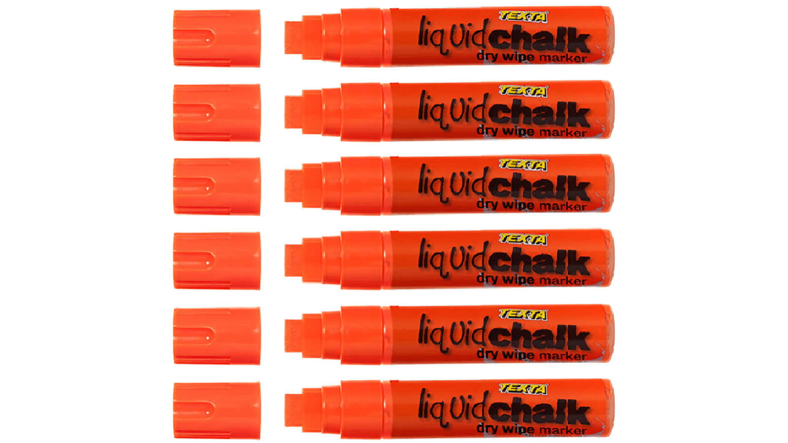 Texta Pack of 6 Jumbo 1.5cm Nib Thick Liquid Chalk Marker - Orange ...