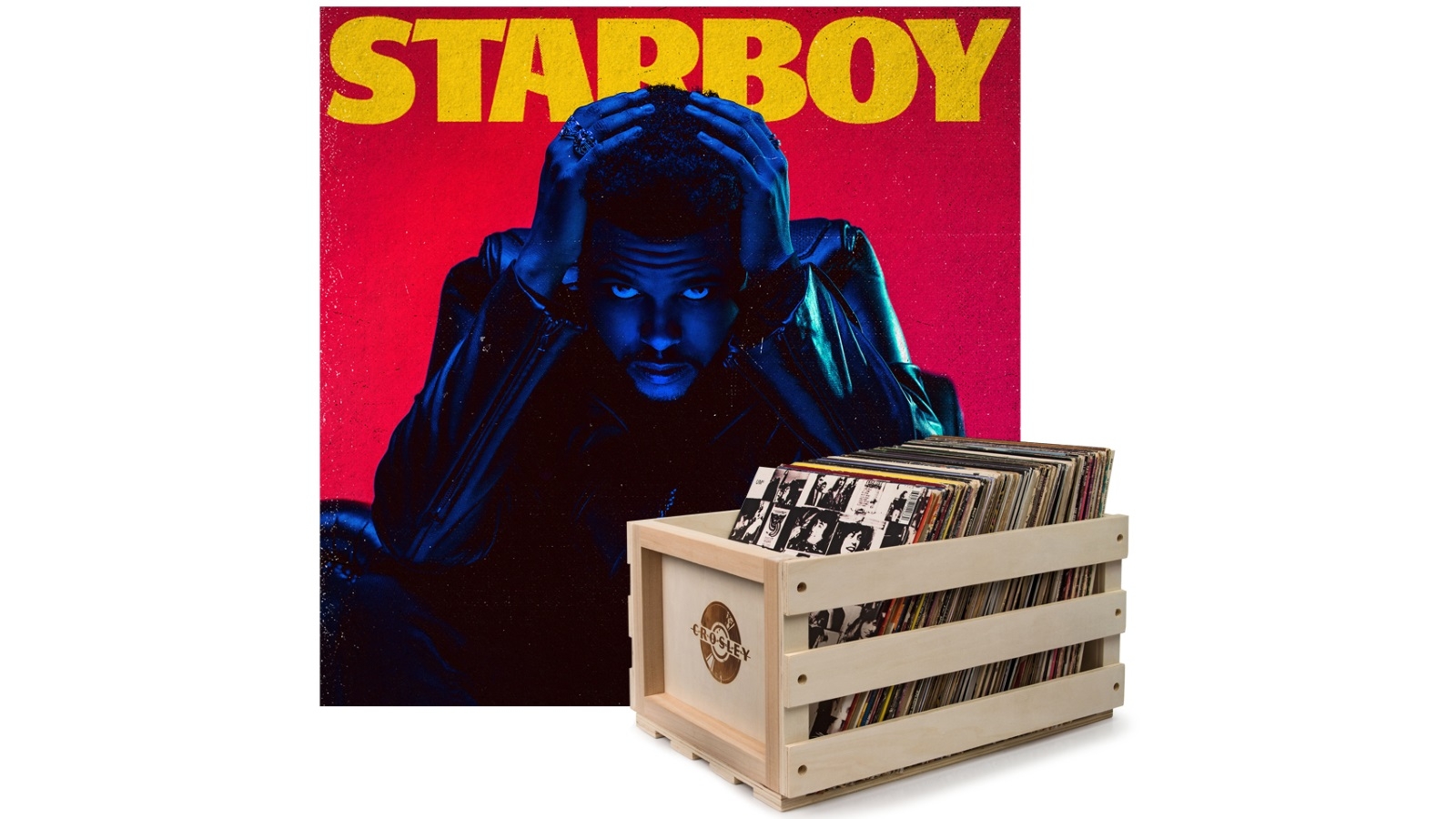 Crosley Record Storage Crate and The Weekend Starboy - Double Vinyl ...