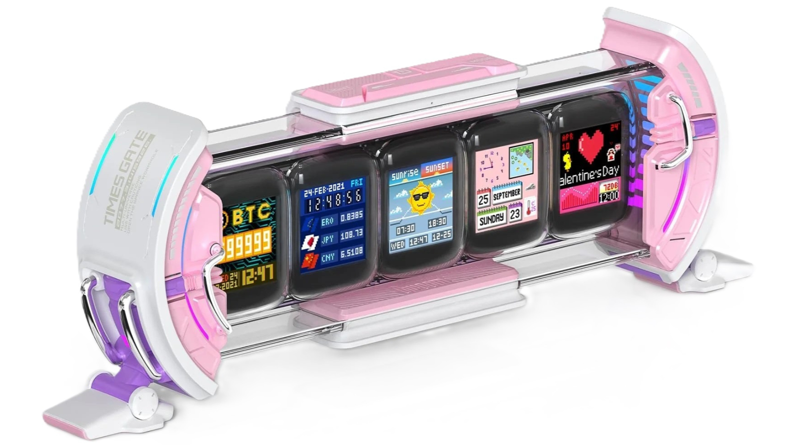 Divoom Times Gate Pixel Art Informative Display - Pink | Harvey Norman