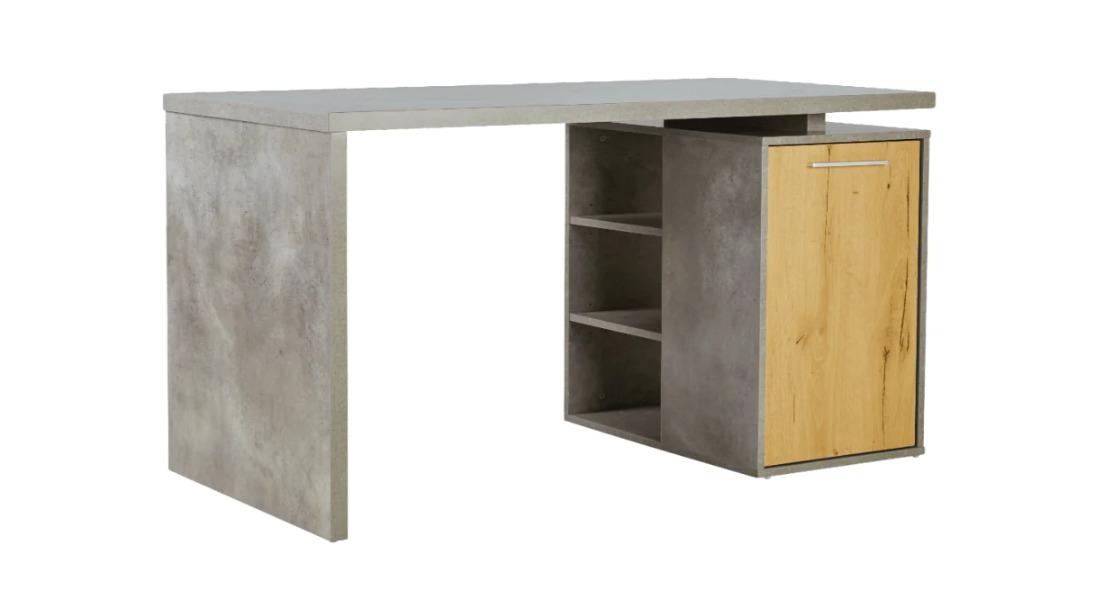Design Square 140cm Wooden Office Desk with Storage - Grey | Harvey Norman