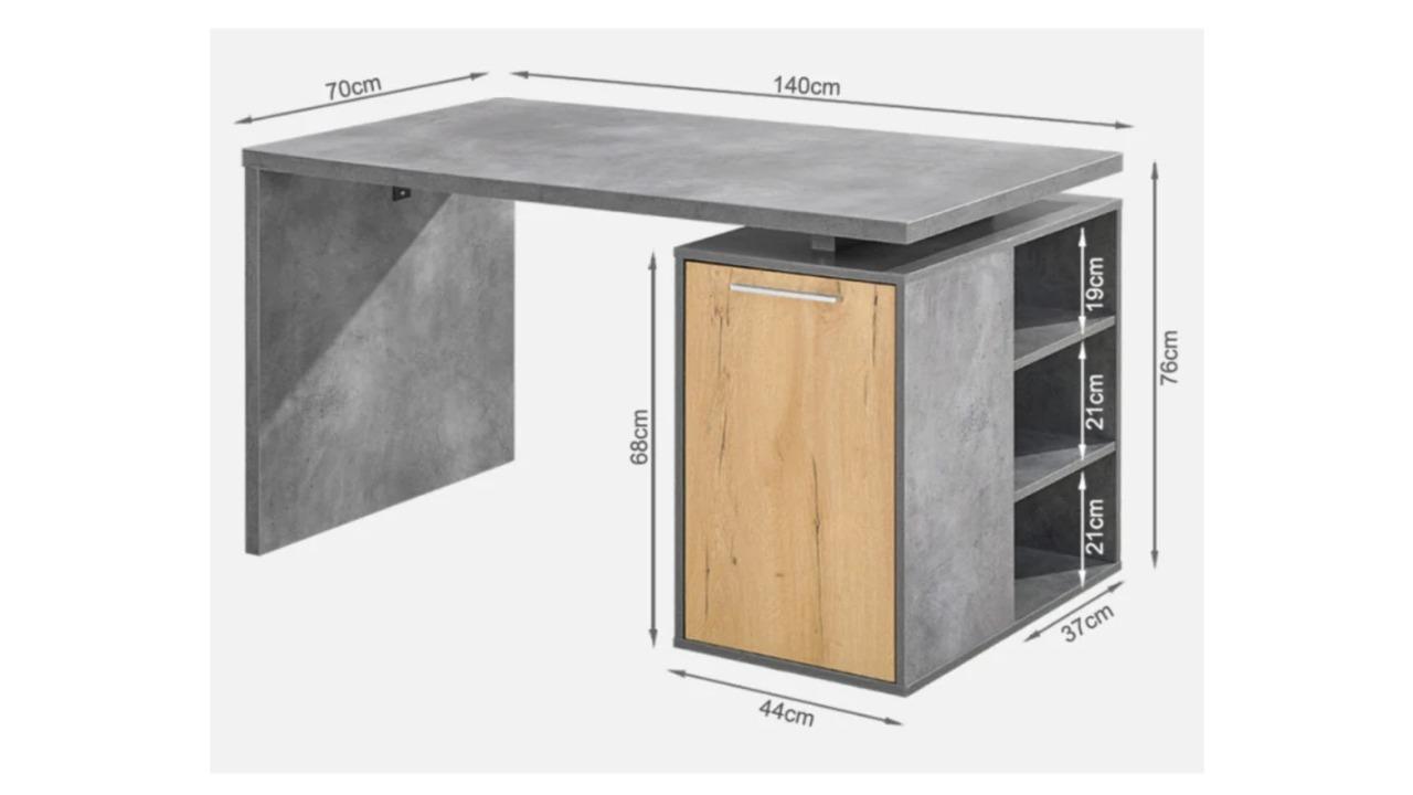 Design Square 140cm Wooden Office Desk with Storage - Grey | Harvey Norman