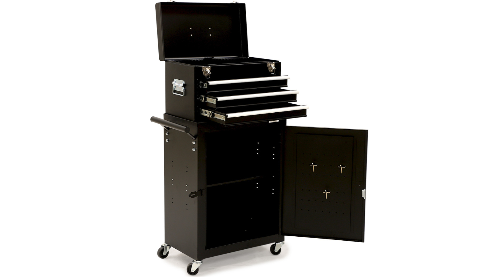 Bullet Pro 3 Drawer Trolley Toolbox Set - Black | Harvey Norman