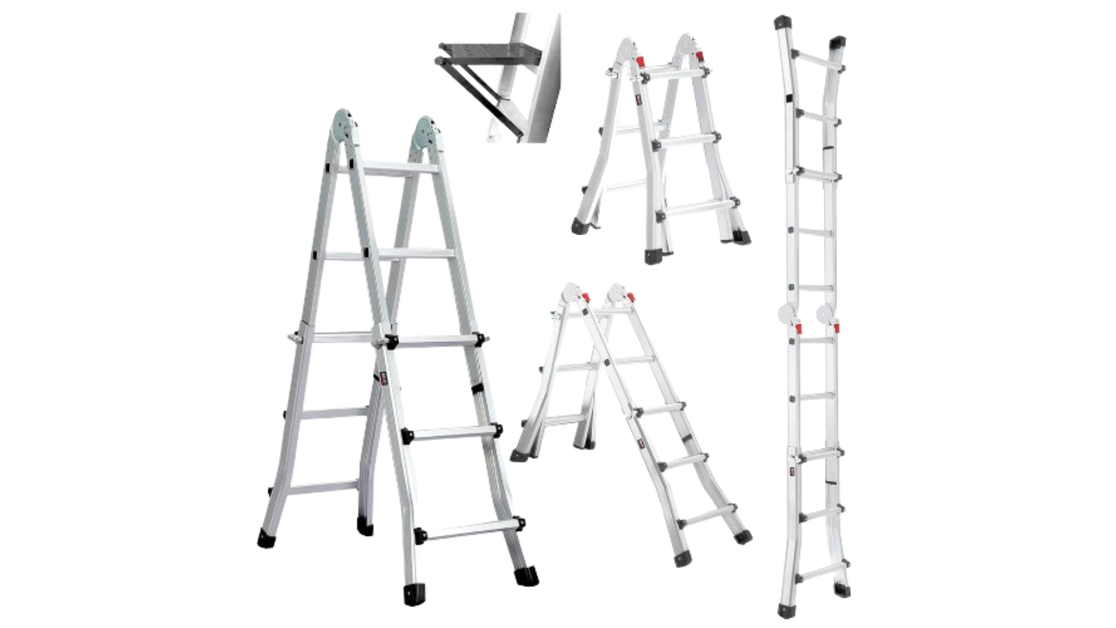 Bullet Pro Aluminium Multi-Purpose Folding Ladder with Spring Workshelf ...