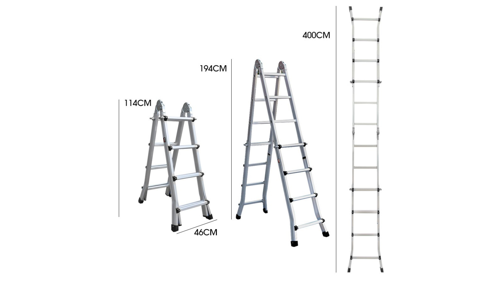 Bullet Pro Aluminium Multi-Purpose Folding Ladder with Spring Workshelf ...