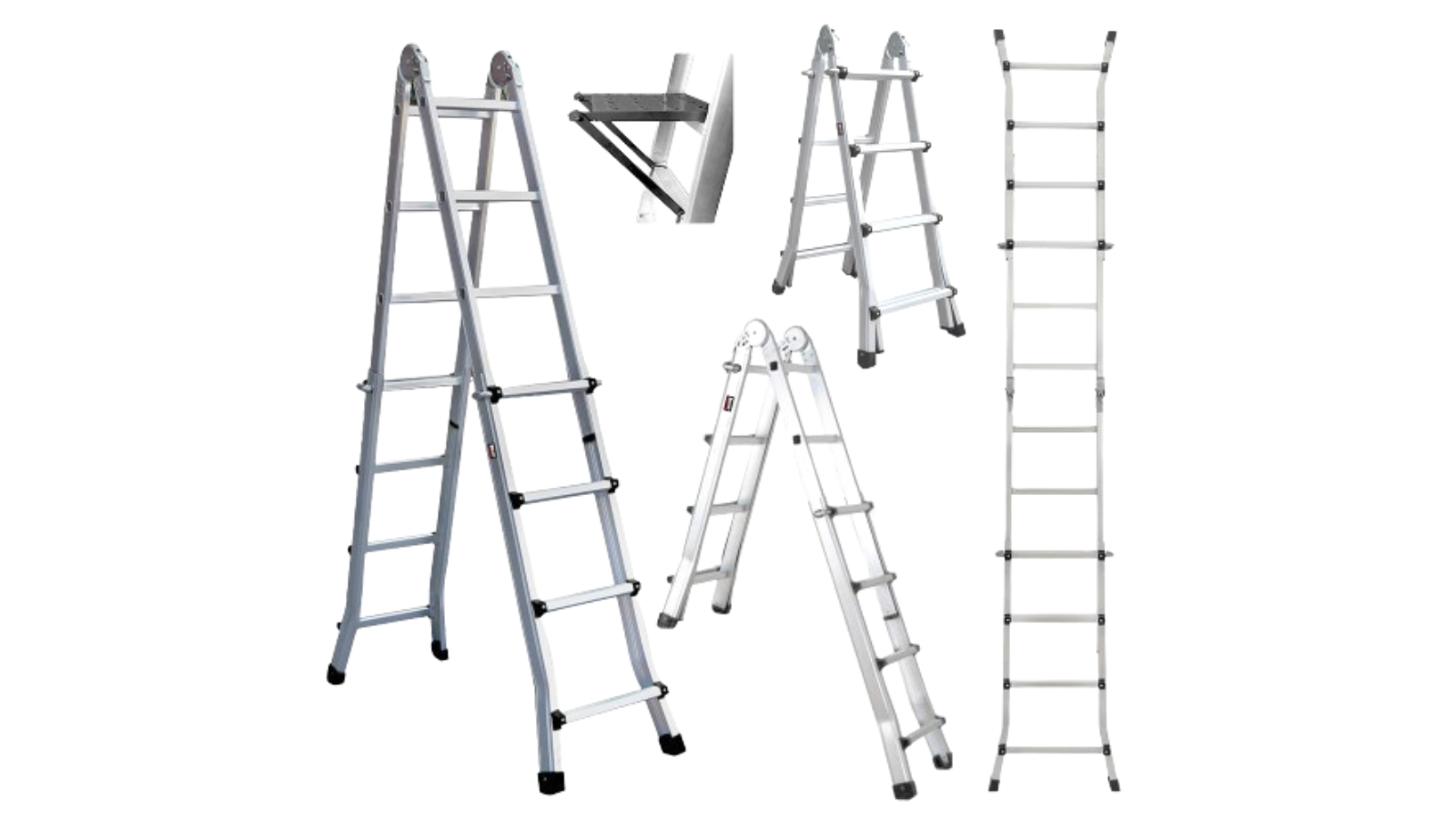 Bullet Pro Aluminium Multi-Purpose Folding Ladder with Spring Workshelf ...