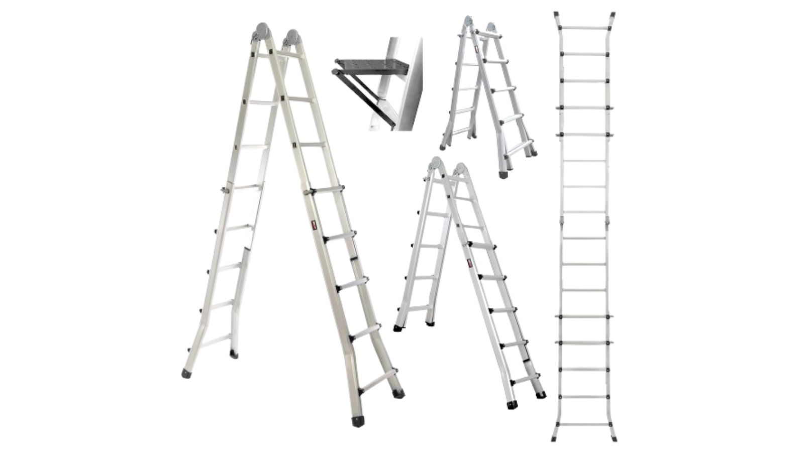 Bullet Pro Aluminium Multi-Purpose Folding Ladder with Spring Workshelf ...