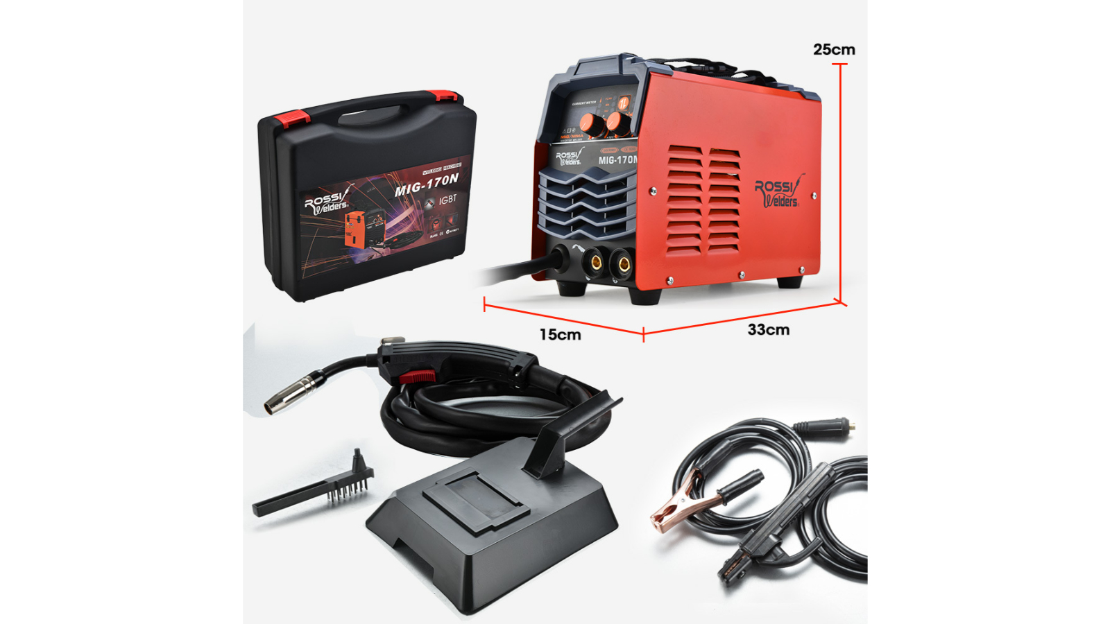 ROSSI MIG-170N 170amp 15A Plug MIG ARC Stick Welder with Carry Case and ...
