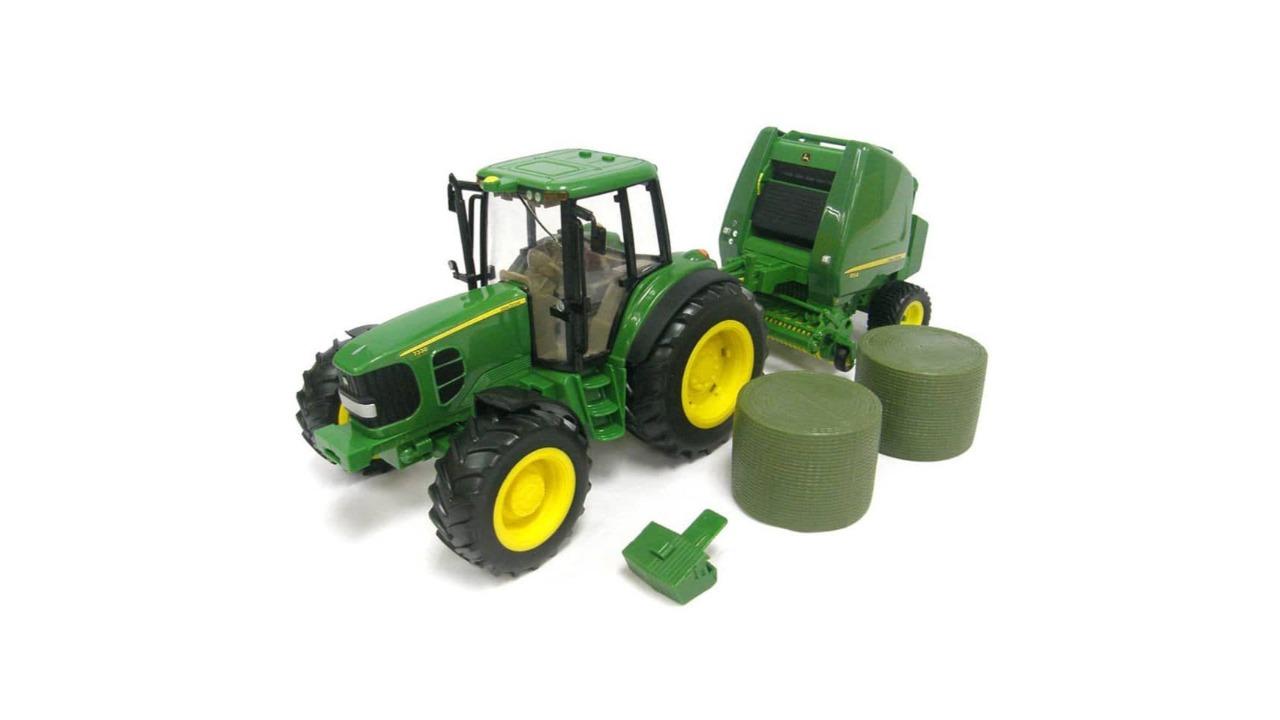 John Deere Tomy 7330 Tractor with Light and Sound and Round Baler ...